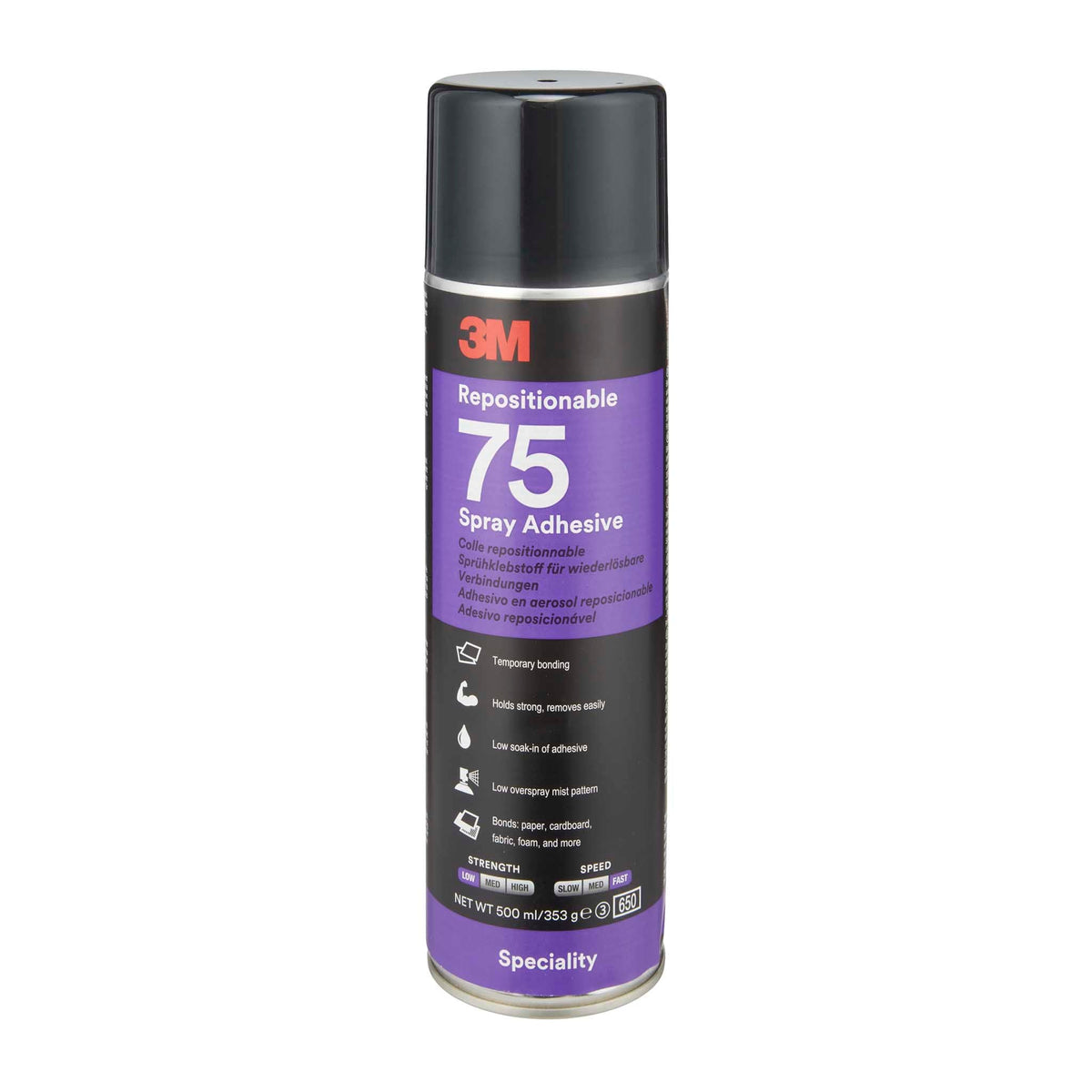 3M™ Repositionable 75, Spray Adhesive, 500 mL, 12 Can/Case — Tapes.co.uk